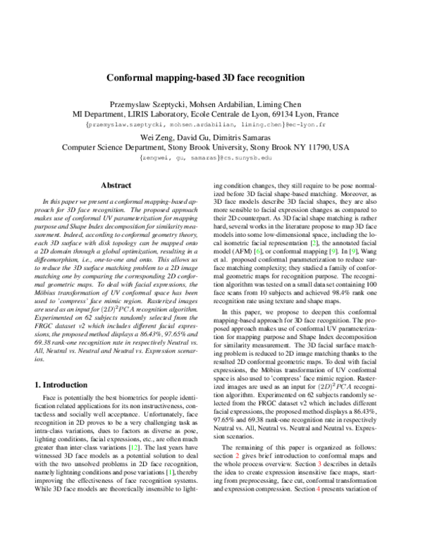 (PDF) Conformal Mapping-based 3D Face Recognition