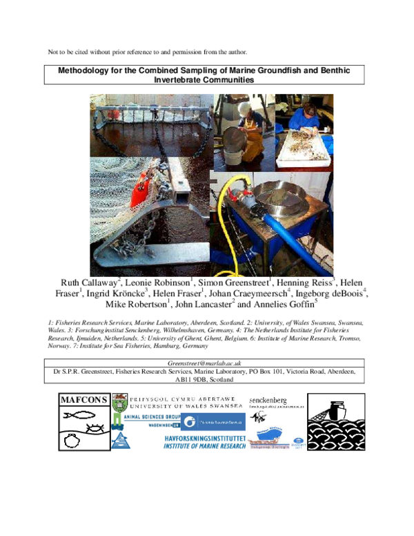(PDF) Methodology for the combined sampling of marine groundfish and ...