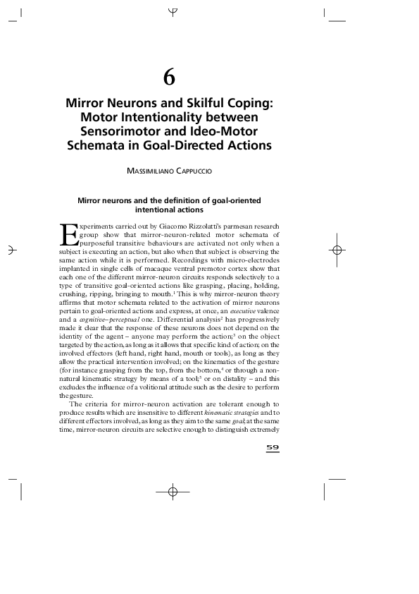 (PDF) Mirror Neurons and Skilful Coping: Motor Intentionality Between ...