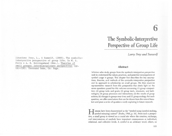 (PDF) The Symbolic-Interpretive Perspective of Group Life (2005)