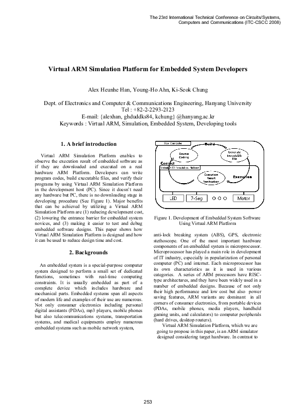 (PDF) Virtual ARM Simulation Platform for Embedded System Developers
