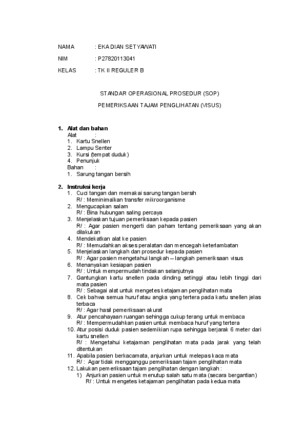 (DOC) EKA DIAN S (P27820113041) Pemeriksaan Tajam Penglihatan