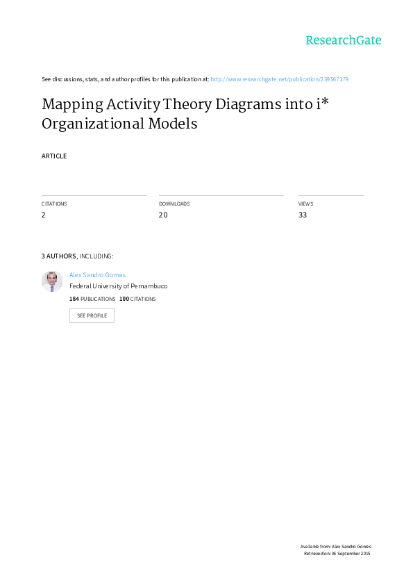 (PDF) Mapping Activity Theory Diagrams Into I* Organizational Models