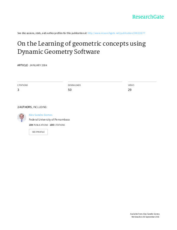 (PDF) On the Learning of Geometric Concepts Using Dynamic Geometry Software