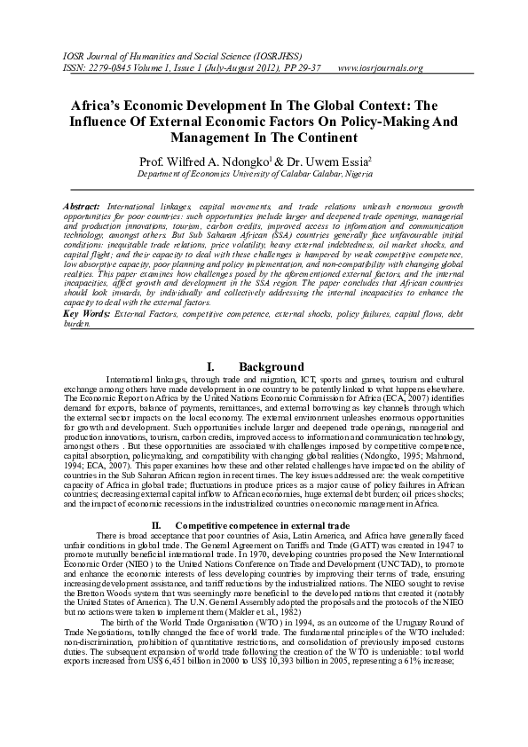 (DOC) Africa’s Economic Development In The Global Context: The ...