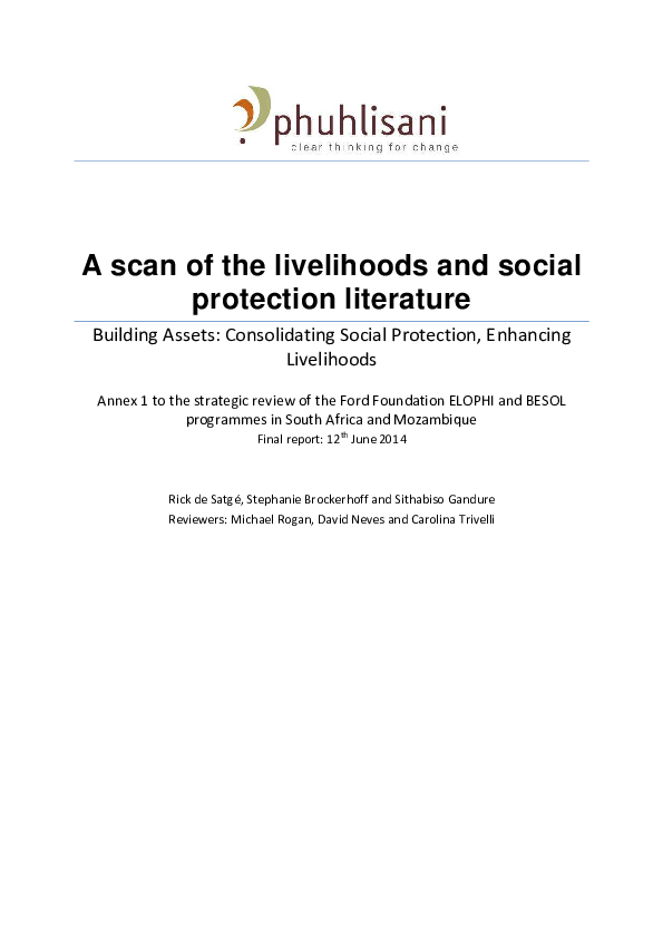 (PDF) A scan of the livelihoods and social protection literature