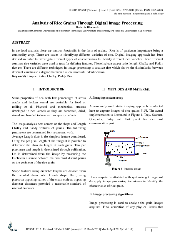 (PDF) Analysis of Rice Grains Through Digital Image Processing