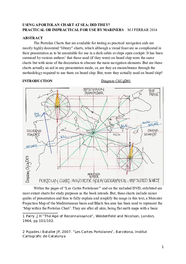 (DOC) Using a Portolan Chart at Sea; Is it feasible
