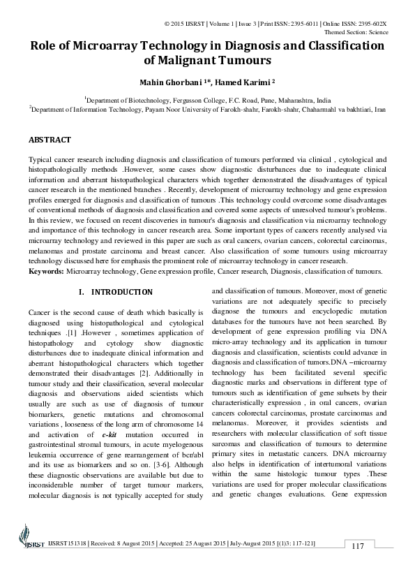 (PDF) Role of Microarray Technology in Diagnosis and Classification of ...