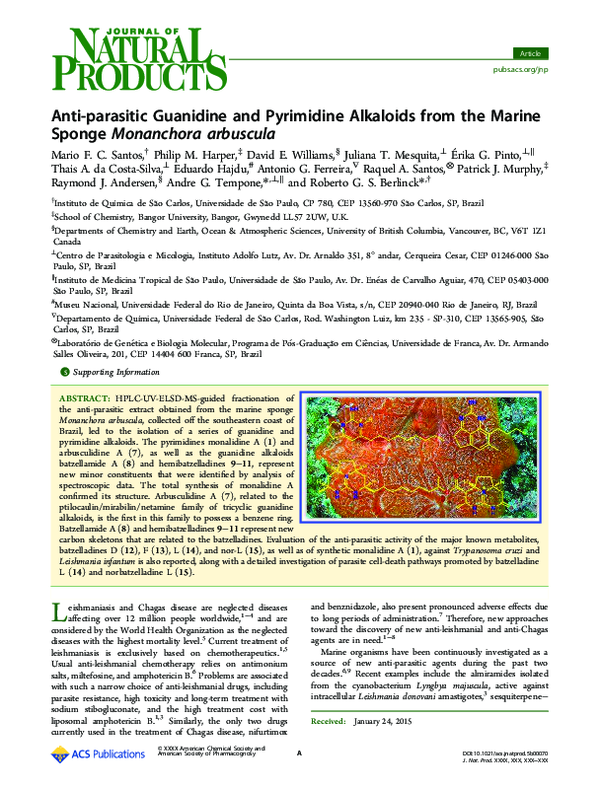 (PDF) Anti-parasitic Guanidine and Pyrimidine Alkaloids from the Marine ...