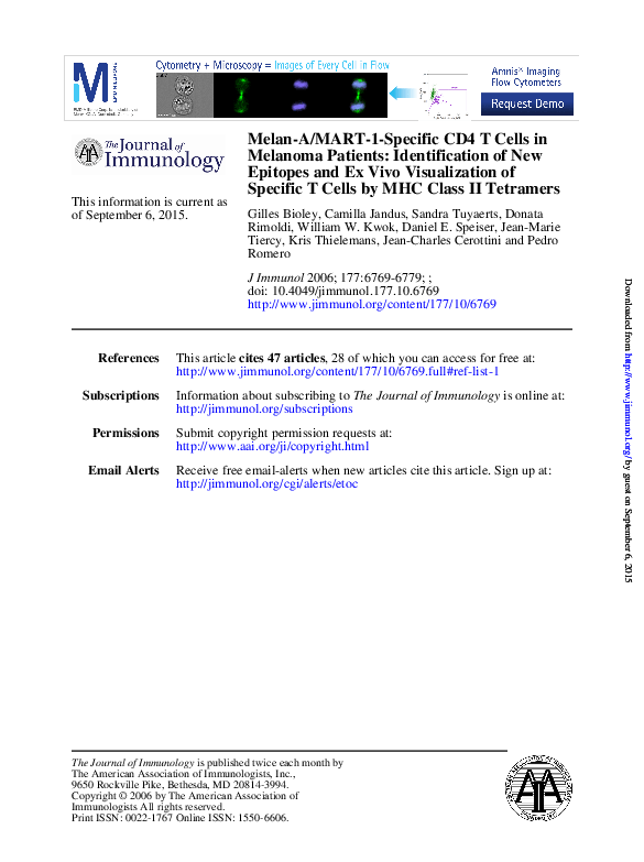 (PDF) by MHC Class II Tetramers Vivo Visualization of Specific T Cells ...