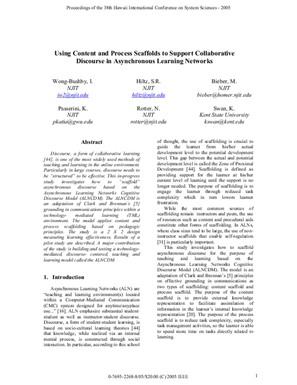 (PDF) Using Content and Process Scaffolds to Support Collaborative Discourse in Asynchronous ...