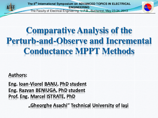 Comparative Analysis Of The Perturb And Observe And Incremental Conductance Mppt Methods