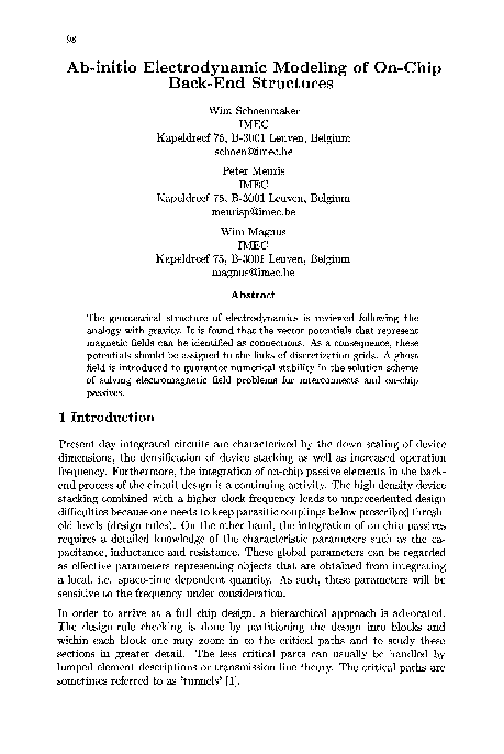 (PDF) Ab-initio Electrodynamic Modeling of On-Chip Back-End Structures