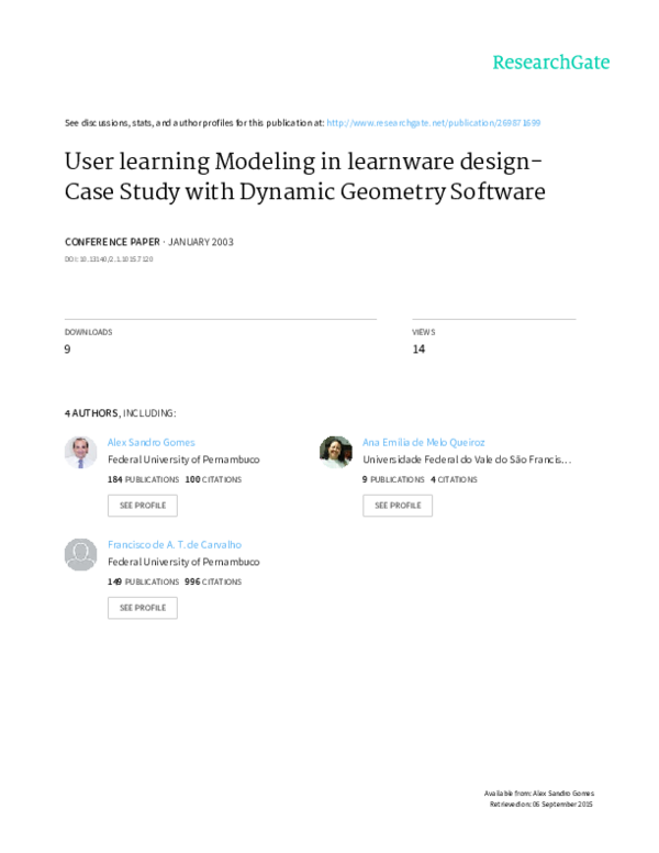 (PDF) User learning Modeling in learnware design- Case Study with ...
