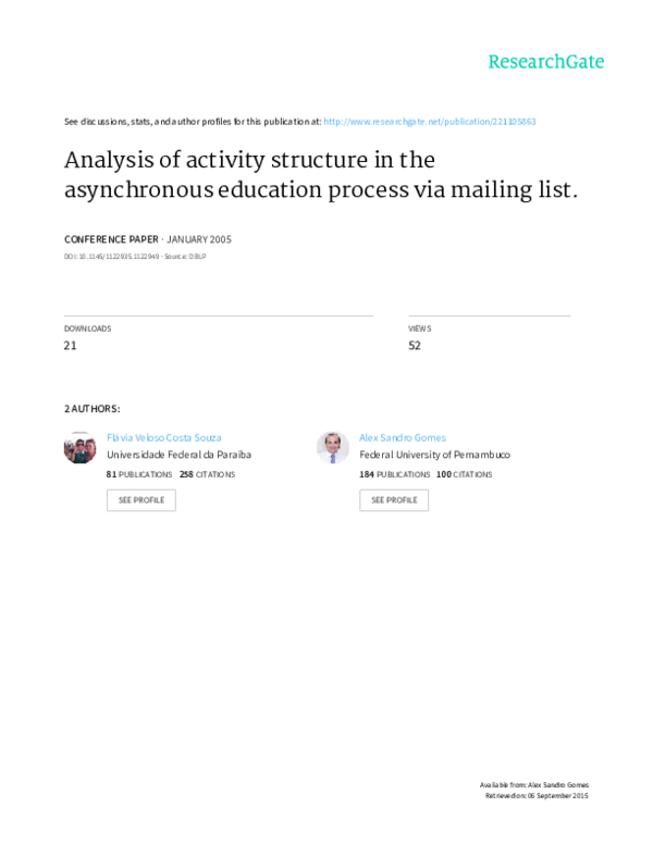 (PDF) Analysis of activity structure in the asynchronous education ...