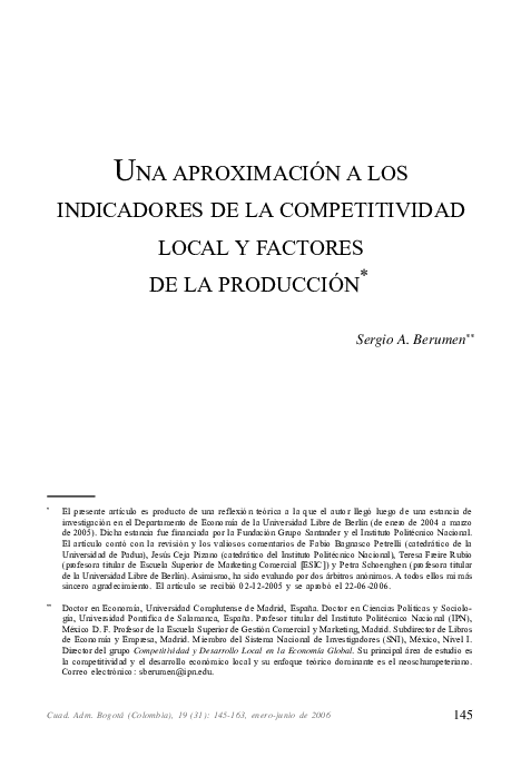 (PDF) Una Aproximacion a los Indicadores de la Competitividad Local y ...