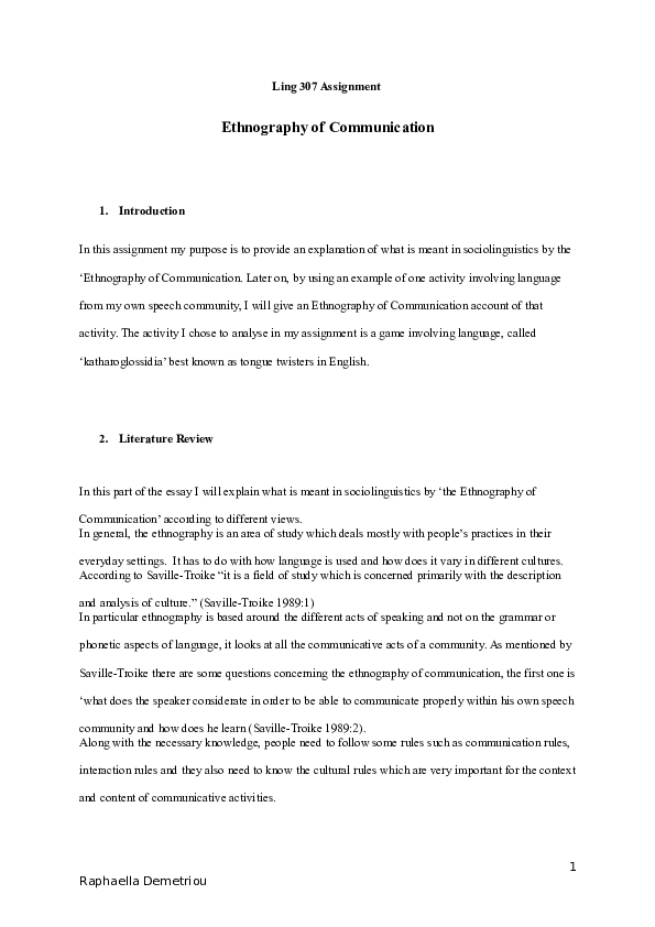 (DOC) Ethnography of Communication