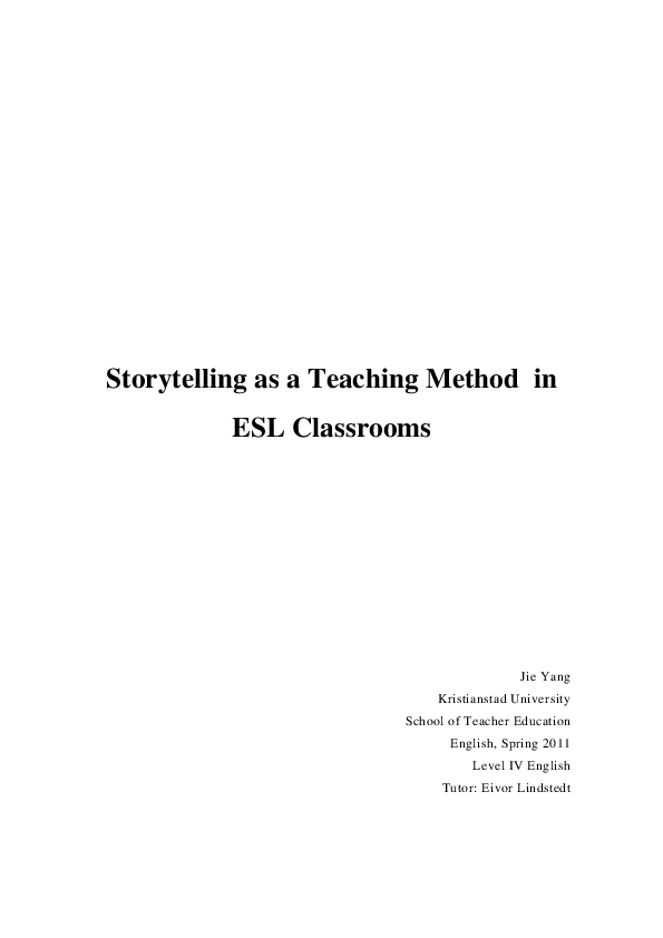 (PDF) Storytelling as a Teaching Method in ESL Classrooms