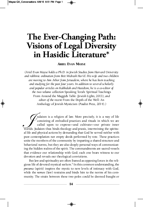 (PDF) The Ever-Changing Path: Visions of Legal Diversity in Hasidic ...