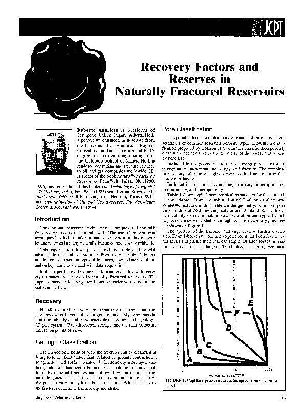 (PDF) Article Recovery Factors And Reserves In Naturally Fractured ...