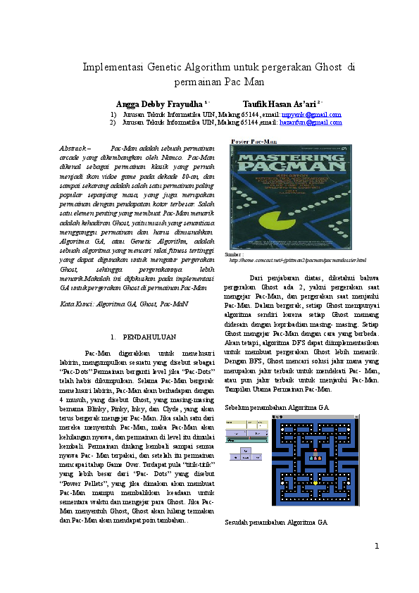 (DOC) Implementasi Genetic Algorithm untuk pergerakan Ghost di ...
