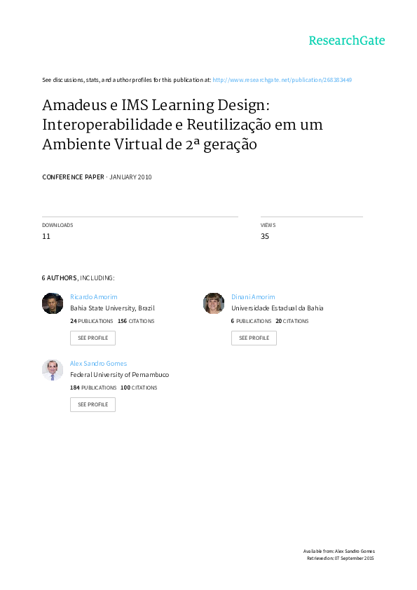 (PDF) Panorama dos Editores de Atividades de Aprendizagem em IMS Learning Design | Leandro ...