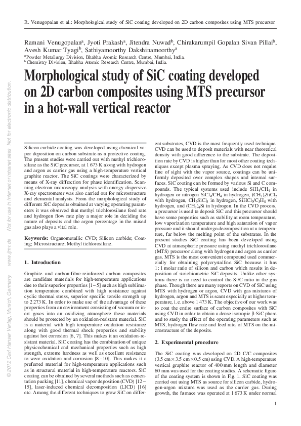 (PDF) Morphological Study of SiC Coating developed on 2D carbon ...