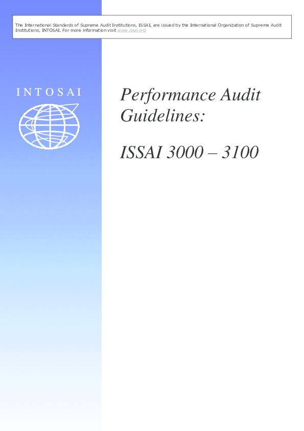 Performance Audit Guidelines: ISSAI 3000 – 3100