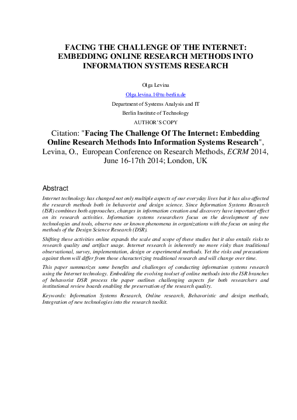 (PDF) Facing The Challenge Of The Internet: Embedding Online Research ...