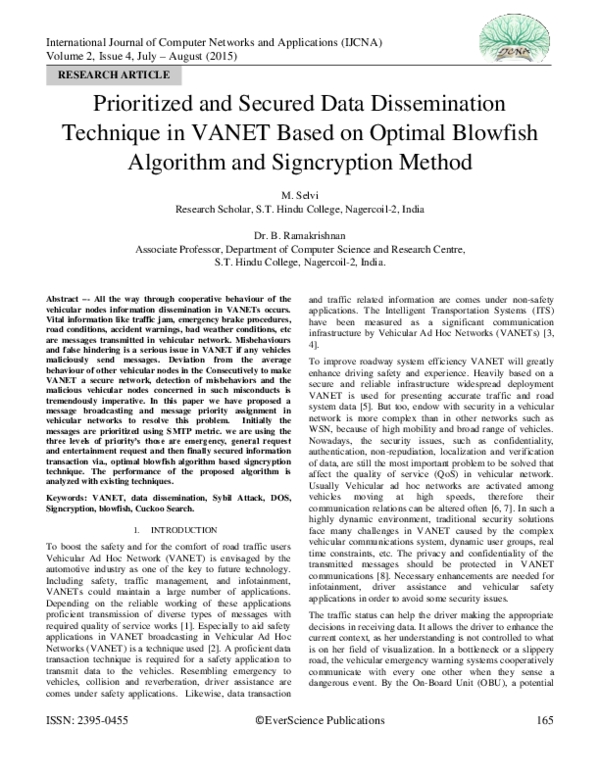 (PDF) Prioritized and Secured Data Dissemination Technique in VANET Based on Optimal Blowfish ...