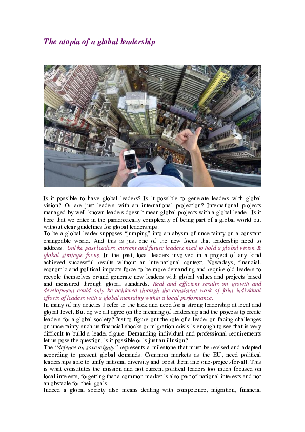 (PDF) The utopia of a global leadership