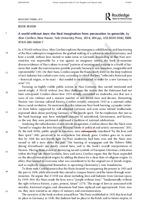 (PDF) Alon Confino, A World Without Jews. The Nazi Imagination from ...