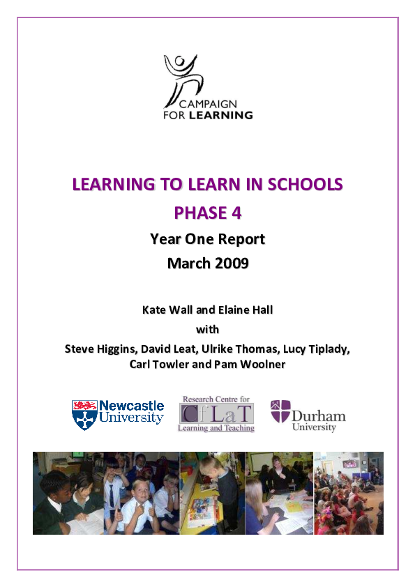 (PDF) LEARNING TO LEARN IN SCHOOLS PHASE 4