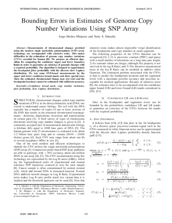 Pdf Bounding Errors In Estimates Of Genome Copy Number Variations