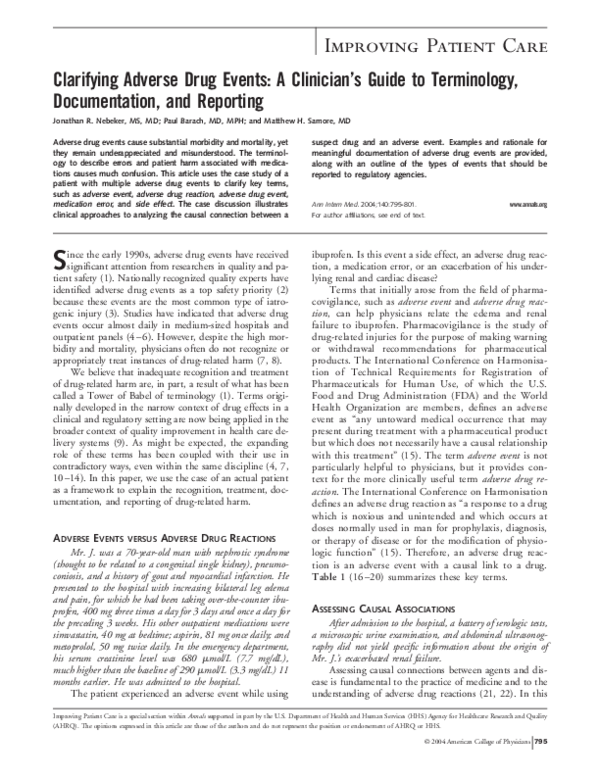 Clarifying adverse drug events: a clinician's guide to terminology ...