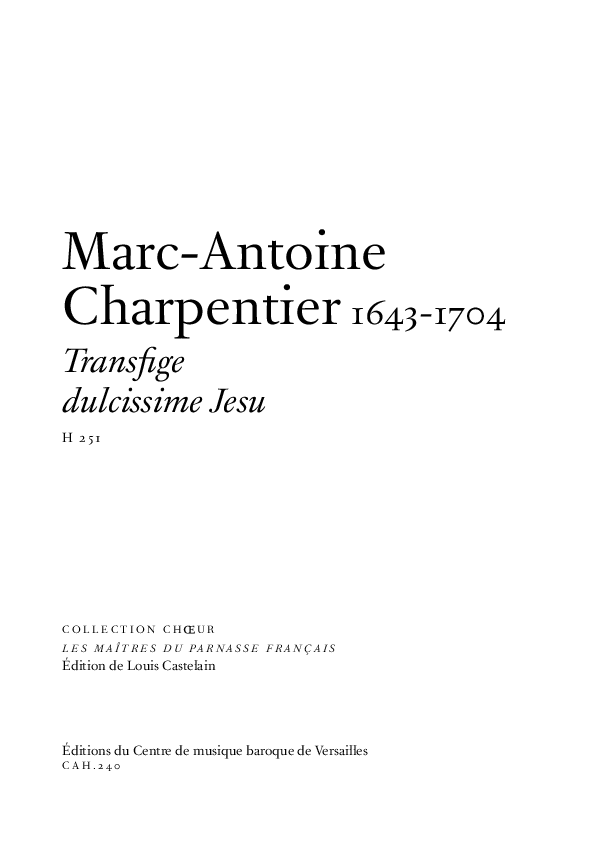 (PDF) Charpentier, Transfige dulcissime H251. Motet. Édition de Louis ...