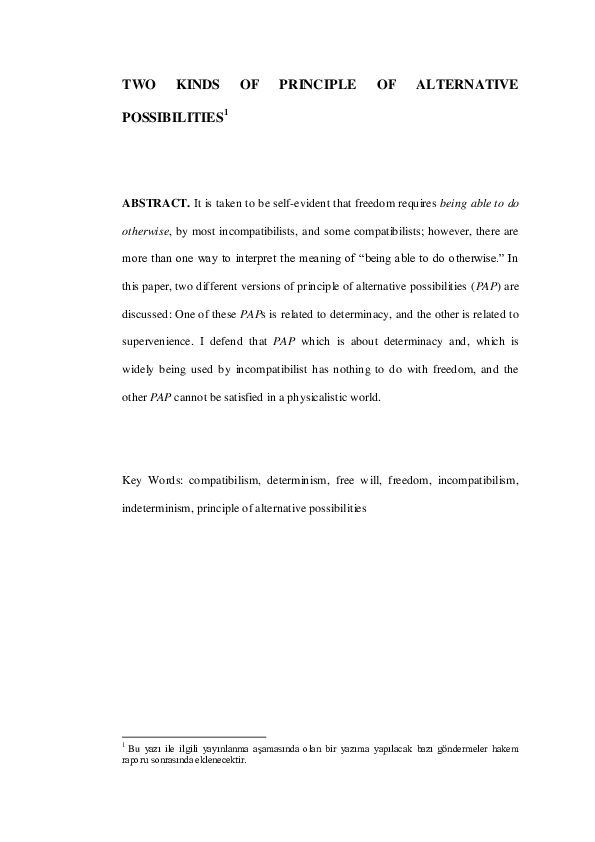 (PDF) Two Kinds of Principle of Alternative Possibilities