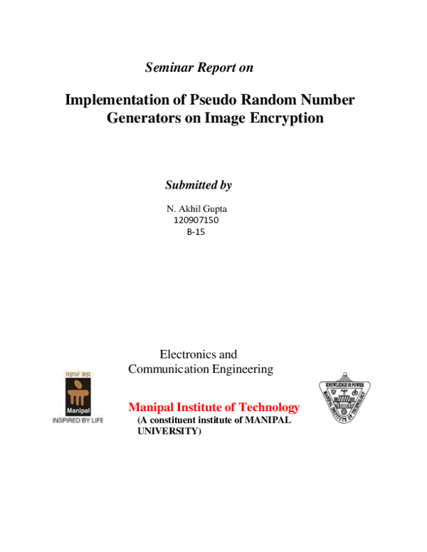 (PDF) Implementation of Pseudo random Number Generators on Image Encryption (PDF) Implementation of Pseudo random Number Generators on Image Encryption