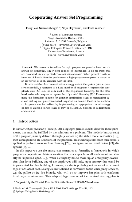 Pdf Cooperating Answer Set Programming