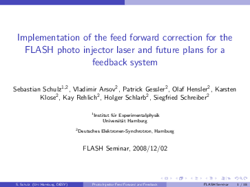 (PDF) Implementation of the feed forward correction for the FLASH photo injector laser and ...