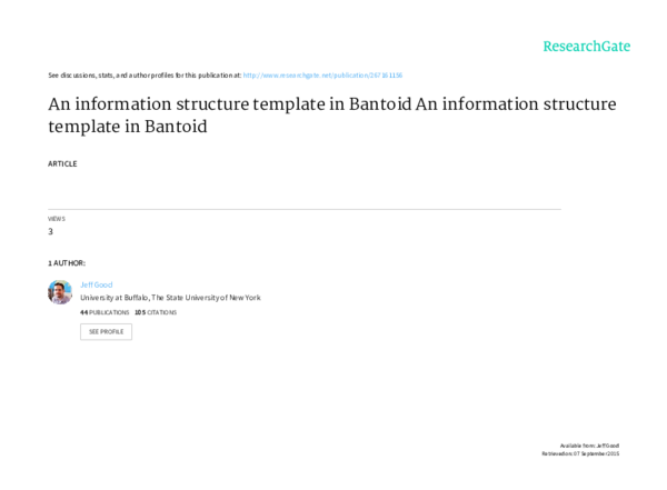 (PDF) An information structure template in Bantoid