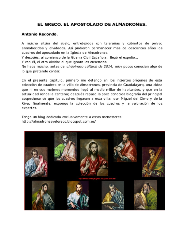(DOC) HISTORIA DE ALMADRONES - III - El Greco. El apostolado de Almadrones.