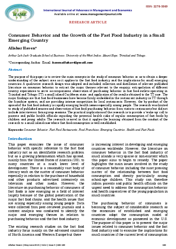 l influence des fast food en amerique