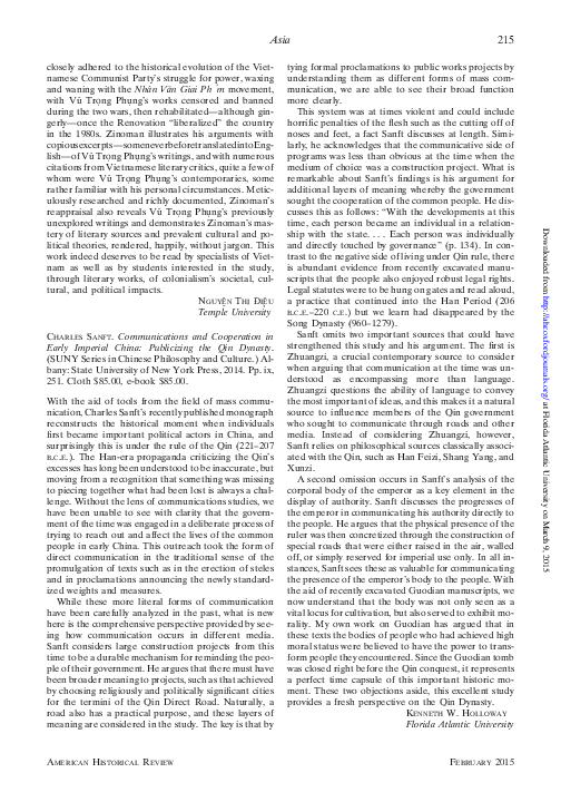 (PDF) Review of CHARLES SANFT. Communications and Cooperation in Early ...