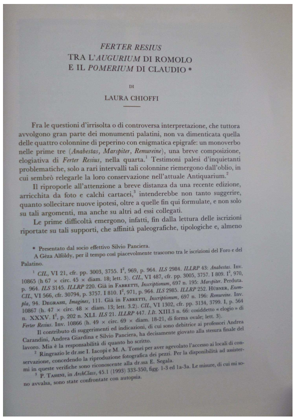 (PDF) Ferter Resius tra l'augurium di Romolo ed il pomerium di Claudio ...