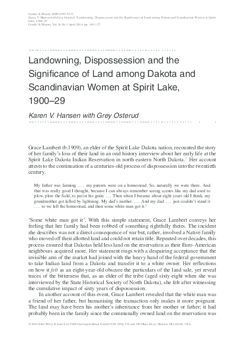 (PDF) Landowning, Dispossession, and the Significance of Land among ...