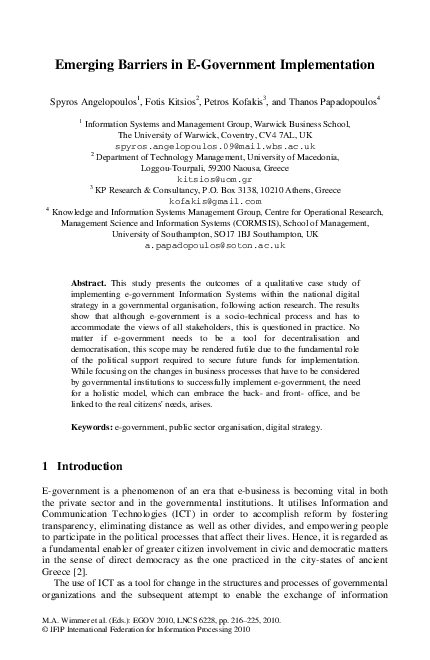 (PDF) Emerging barriers in e-government implementation