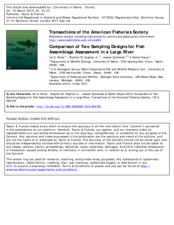 (PDF) Comparison of two sampling designs for fish assemblage assessment ...