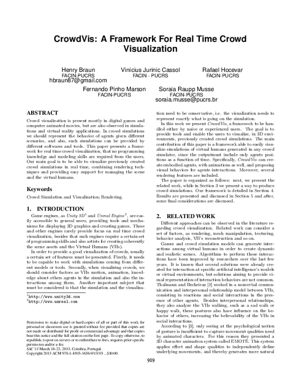(PDF) CrowdVis: a framework for real time crowd visualization